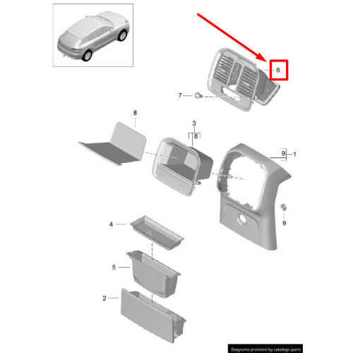 PORSCHE MACAN 95B Rear Console Air Vent 95B819203G G0B 95B.819.203.G ...