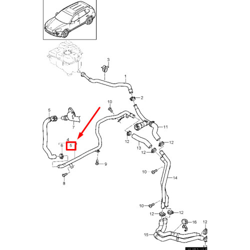 PORSCHE CAYENNE 92A Engine Water Coolant Hose 95810635640 NEW GENUINE ...