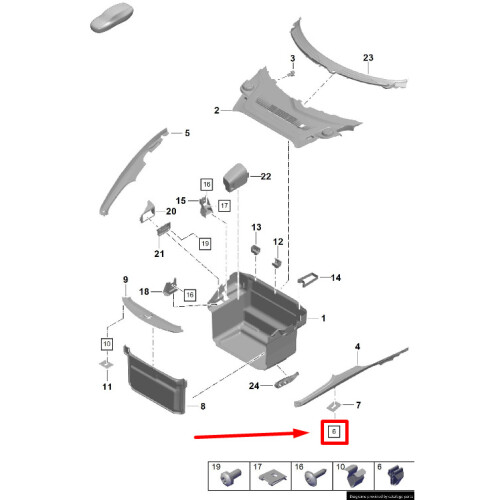 PORSCHE MACAN 95B Rear Console Trim U-Clip 999.507.130.01 99950713001 ...