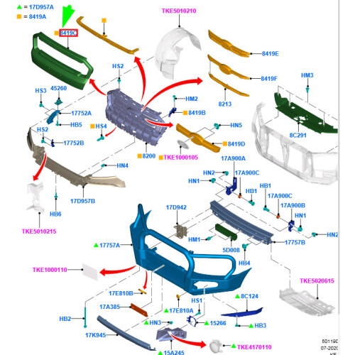 FORD RANGER T6 MK1 Front Radiator Grille Moulding 1927178 NEW GENUINE ...