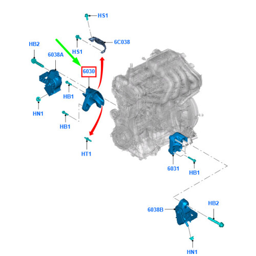 FORD RANGER T6 MK1 Engine Bracket Right Side 5301163 AB39-6046-CB NEW ...
