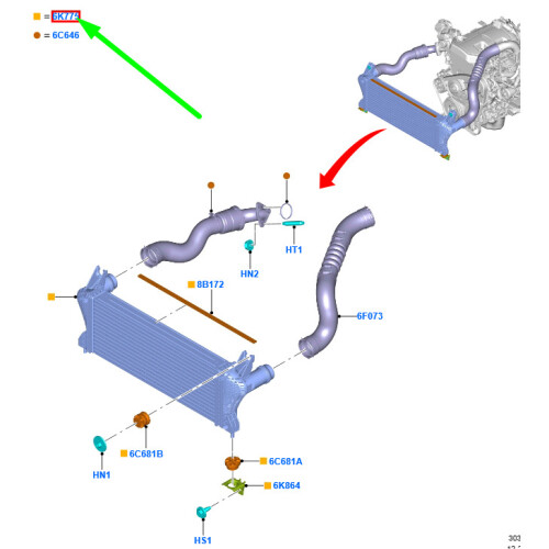 FORD RANGER T6 MK1 Intercooler Radiator 2239189 JB3G-6K775-AC NEW ...