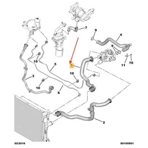 PEUGEOT 5008 Radiator Water Inlet Hose 9809929080 NEW GENUINE on OnBuy