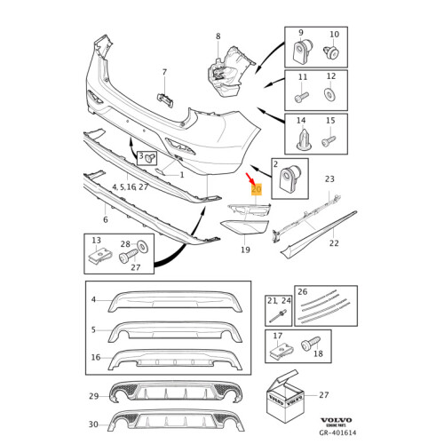 VOLVO V40 Rear Bumper Left Spoiler Clip 31316890 NEW GENUINE on OnBuy