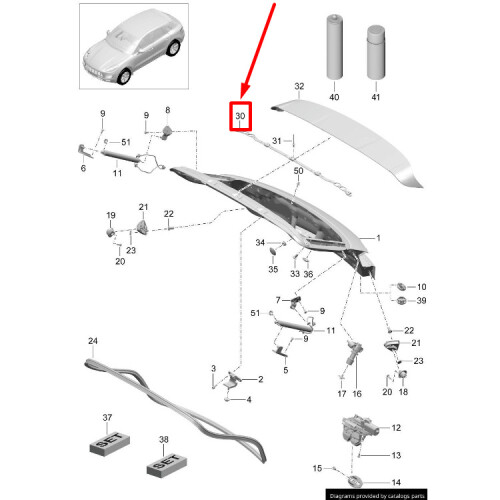 PORSCHE MACAN 95B Rear Spoiler Retaining Strip 95B.827.933 95B827933 ...