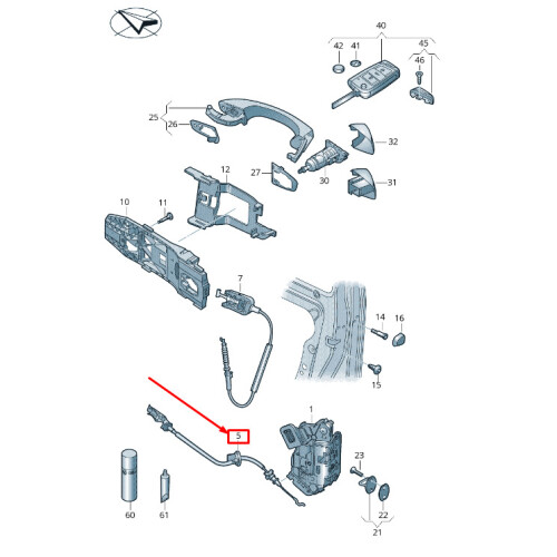 VW T-ROC A1 Front Right Inner Door Lock Bowden Cable 2GA972296 NEW ...