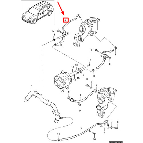 PORSCHE CAYENNE 92A Turbocharger Coolant Pipe 95810624000 NEW GENUINE ...