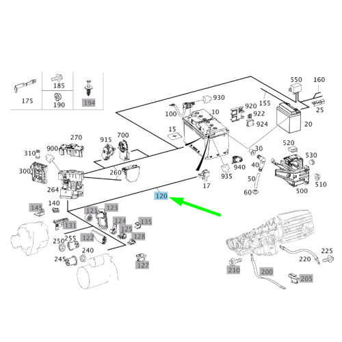 MB C W204 Starter To Battery Wiring Harness LHD A2044402813 NEW GENUINE ...