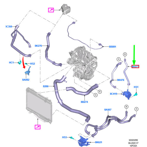 FORD TOURNEO COURIER Cooling System Hose C1B1-8B573-AB 1799284 NEW ...