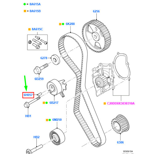 FORD KUGA MK1 C394 Tension Pulley Dowel 3M5Q-6H057-AA 1428006 NEW ...