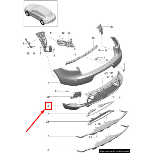 PORSCHE MACAN 95B Rear Bumper Lower Panel 95B.807.521.S 95B807521S NEW ...