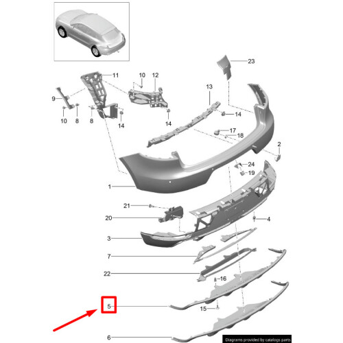 PORSCHE MACAN 95B Rear Bumper Lower Diffuser 95B807834B 1E0 NEW GENUINE ...