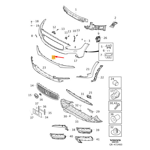 VOLVO V90 Cross Country MK2 Front Bumper Lower Spoiler 39842389 NEW ...