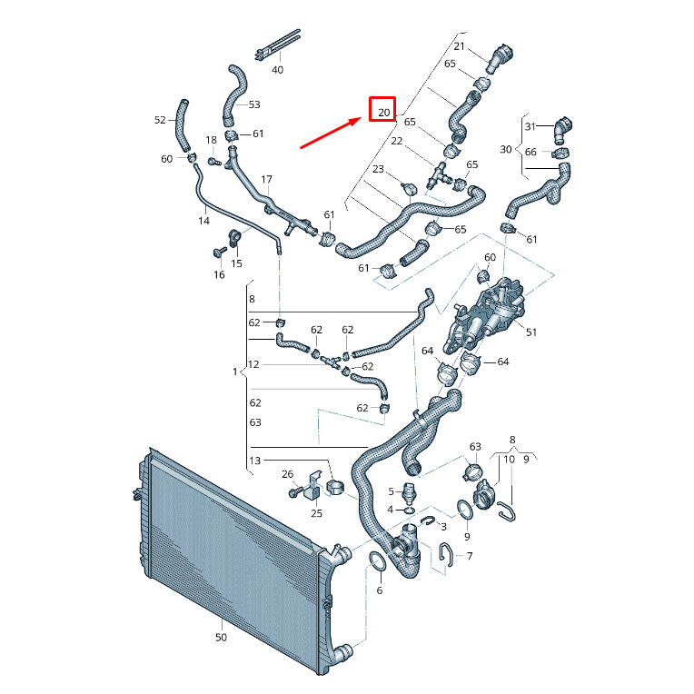 VW T-CROSS C1 Coolant Hose With Quick Release Coupling 2Q0122073H NEW ...