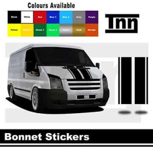 Bonnet Stripe Stickers Vinyl Decals Graphics For Ford Transit MWB LWB ...