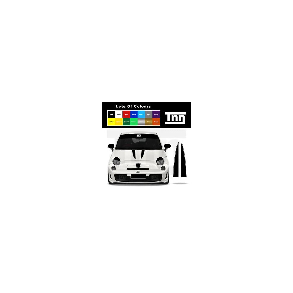 for Abarth Fiat 500 Bonnet Stickers Stripe Decal Graphic Badge Livery ...