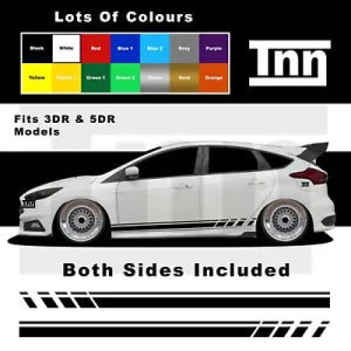 Side Stripes Stickers Graphics Decals For Ford Focus Fiesta ST RS Mk3 ...