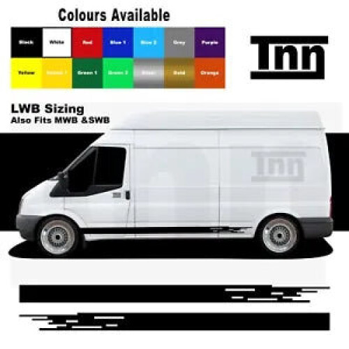 Side Stripe Stickers Decals Vinyl Graphics For Ford Transit LWB MWB SWB ...