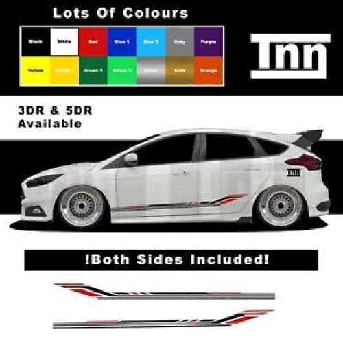 Side Stripes Stickers Graphics Decals For Ford Focus Fiesta Turbo ST RS ...