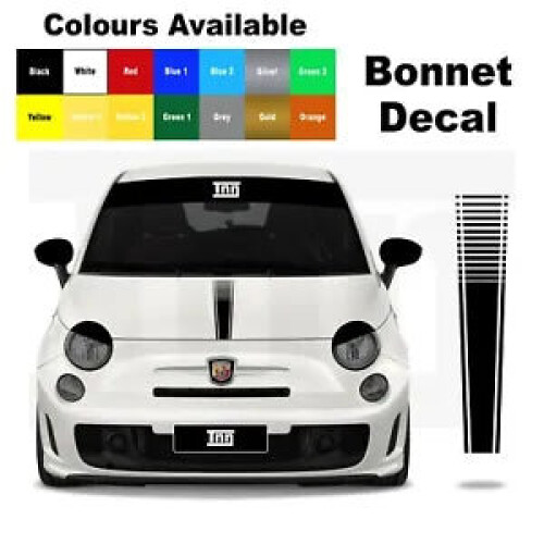 Abarth Fiat 500 595 Punto Bonnet Stripe Graphic Decal Sticker Livery ...