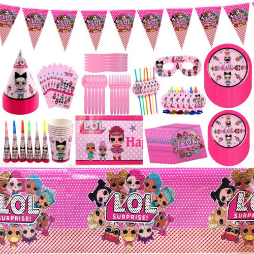 (88pcs Set) Lol Theme Party Supplies Birthday Decorations Banner Plates ...