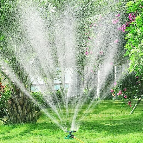 HTLY SPR Garden Sprinkler, Automatic Lawn Sprinkler 360 Degree Rotating ...