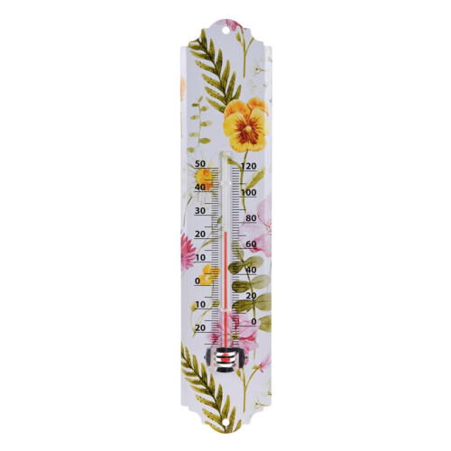 Floral Wall Mounted Metal Garden Thermometer | Waterproof Outdoor ...