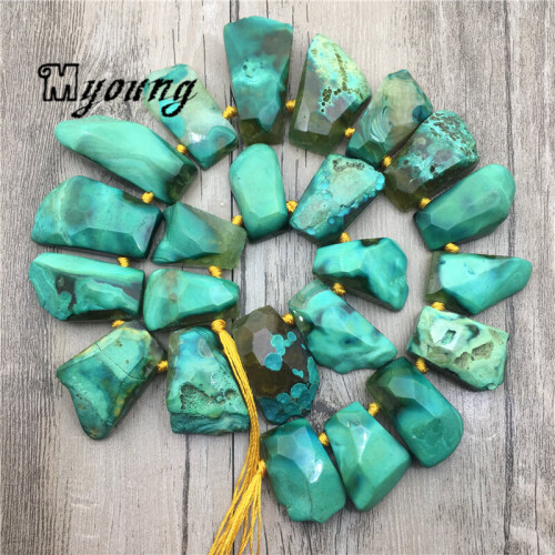 Trapezoid Shape Faceted Yellow Agates Quartz Nugget Beads With Green ...