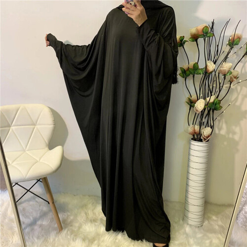 Ramadan Plain Abaya Prayer Long Dress Muslim Women Batwing Sleeve Size ...