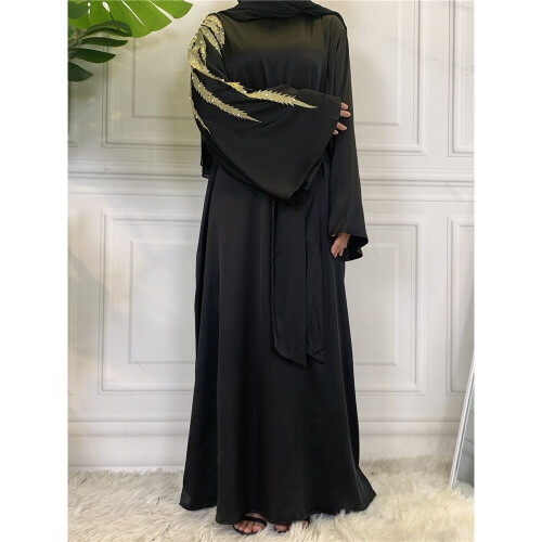 Ramadan Eid Islamic Robes Beading Silky Fancy Full Muslim Dress French ...