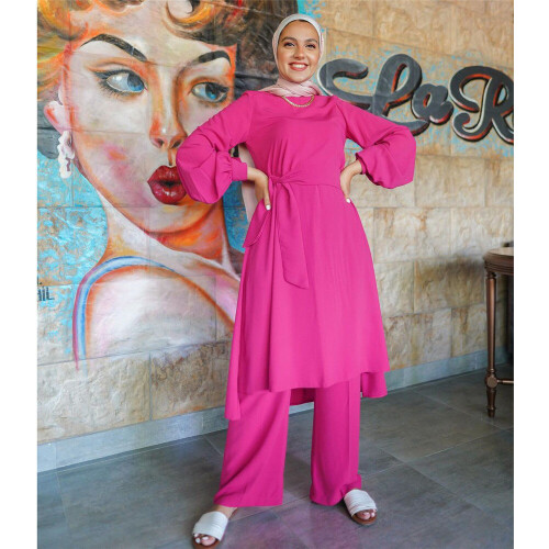 Muslim Women 2 Pieces Sets Kaftan Arabic Islamic Outfits Long Tops Pants Loose Spring Fall Suits ...