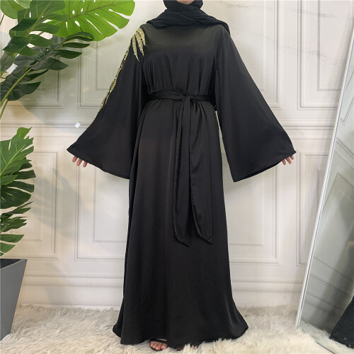 Eid Kaftan Robe Dubai Abaya Satin Muslim Hijab Dress Turkey Ramadan Islam Abayas African Dresses ...