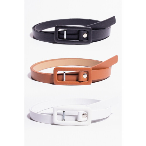 Womens 3l? Rectangle Buckled Belt Set 3 Women Belts on OnBuy