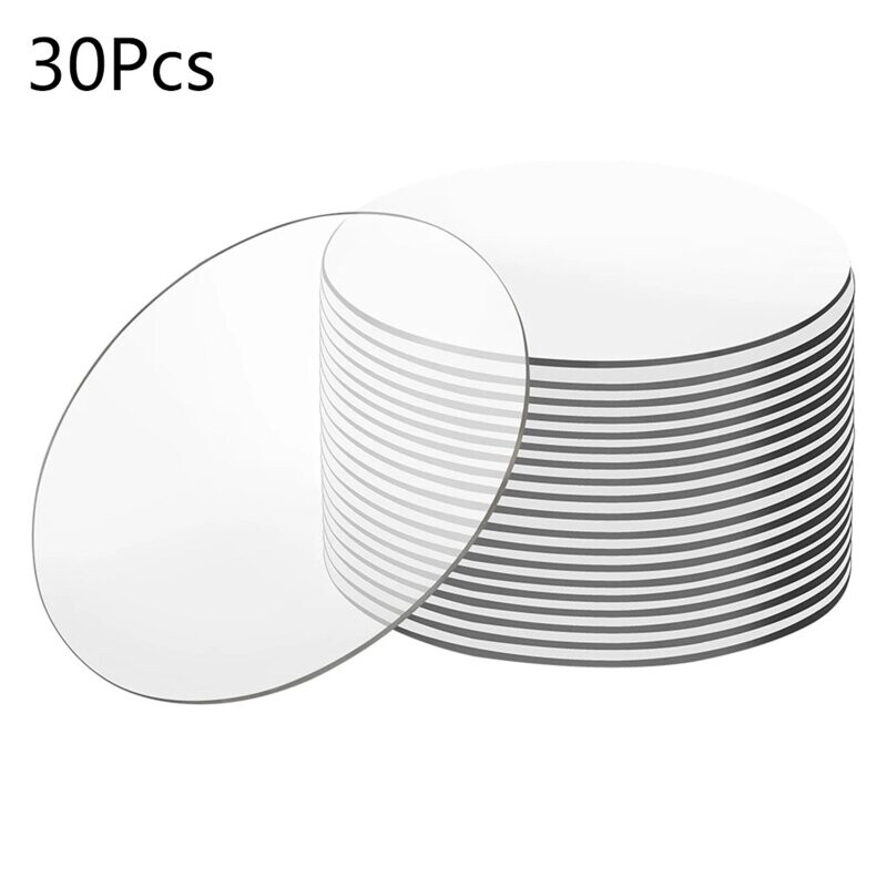 30Pack Clear Acrylic Sheets Perspex Plate Round Disc Transparent Board ...