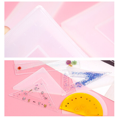 4Pcs/Set Drawing Tool Rulers Resin Epoxy Resin Casting Silicone Mold ...