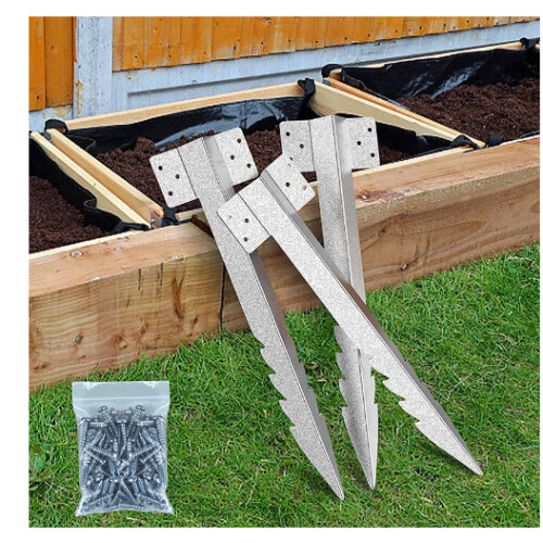 Steel serrated fence column bracket, heavy sleeper pile frame, wood ...