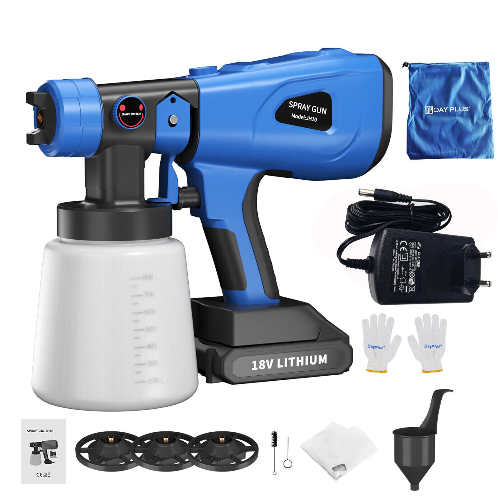 Spray Gun Electric Cordless Fence Wall Paint Sprayer Airless w/Battery ...