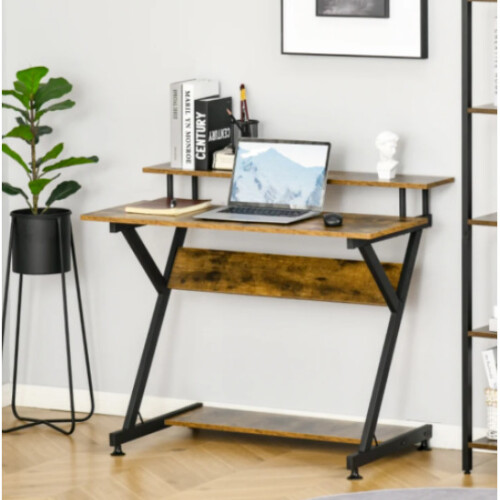 Rustic Computer Desk Home Office Workstation Vintage Industrial Writing ...