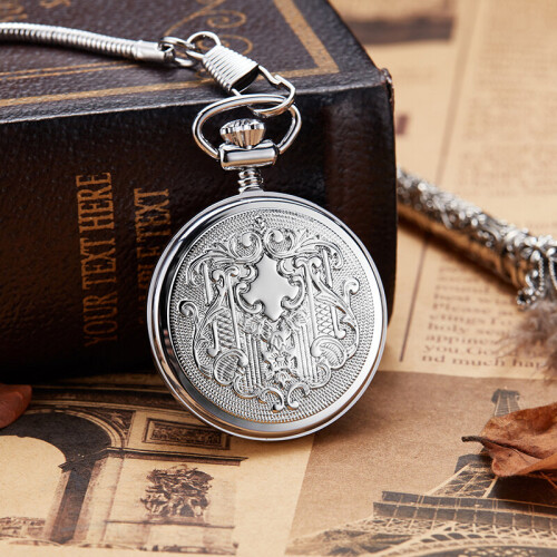 Automatic Mechanical Pocket Watch Easy Read Big Number Dial Fob Chain ...
