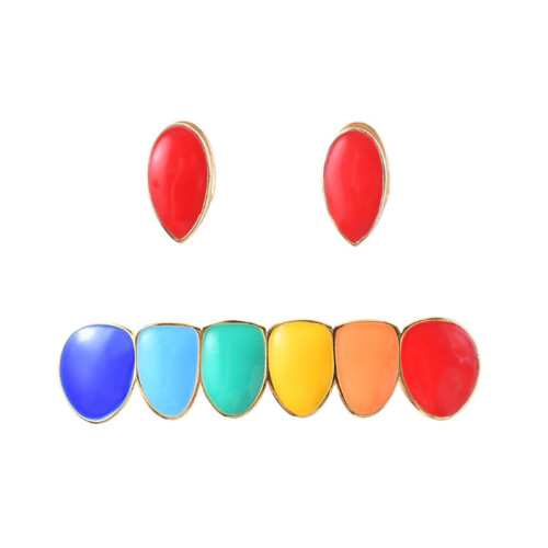 Hip Hop Colorful Teeth Sets Top Bottom Tooth Cosplay Party Rapper Teeth ...