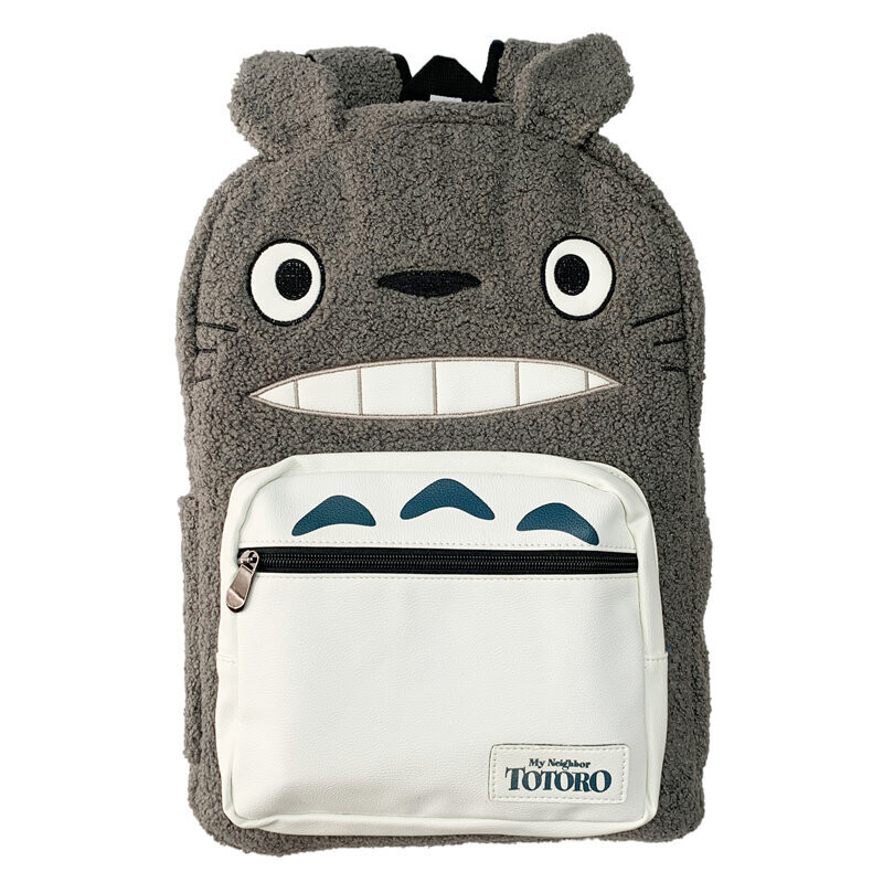 Anime Cartoon Totoro Backpack Gray School Bag Book Bag Plush with ...