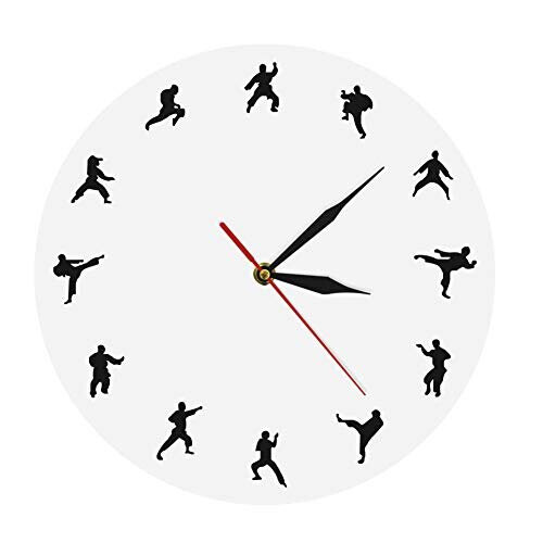 Taekwondo Icon Silhouette Clock Fitness Theme Decorative Wall Clock ...