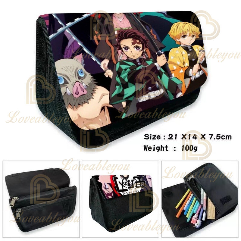 Demon Slayer Printed Clamshell Pencil Case Anime Zipper Pen Bag Kamado ...