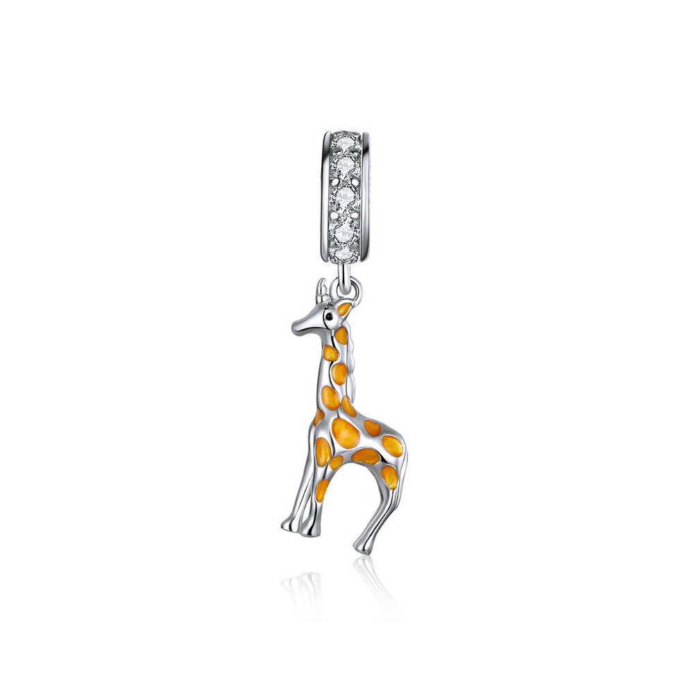 Cute Giraffe Dangle Charm Pendant With Cubic Zirconia Genuine 925 Sterling Silver Compatible With Pandora Bracelets on OnBuy