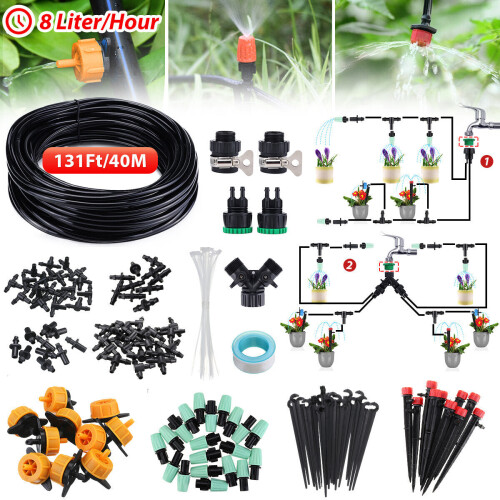 131ft/40M 47PCS Drip Irrigation Kit Adjustable Automatic Garden ...