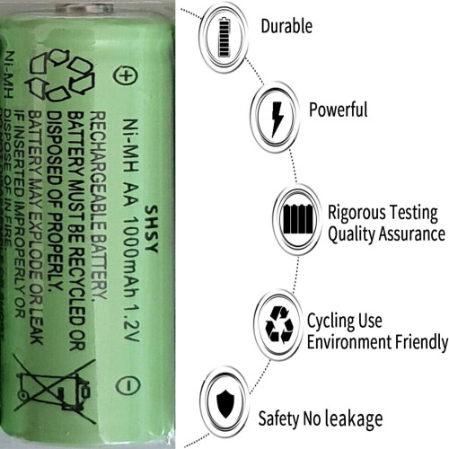12 Rechargeable Batteries 1.2v 1000mAh AA Ni-MH For Solar String Light ...