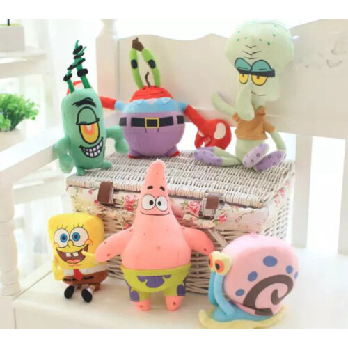 (SpongeBob Series 6PCS) Spongebob Plush Toy Teddy Kids Cartoon Gift on ...