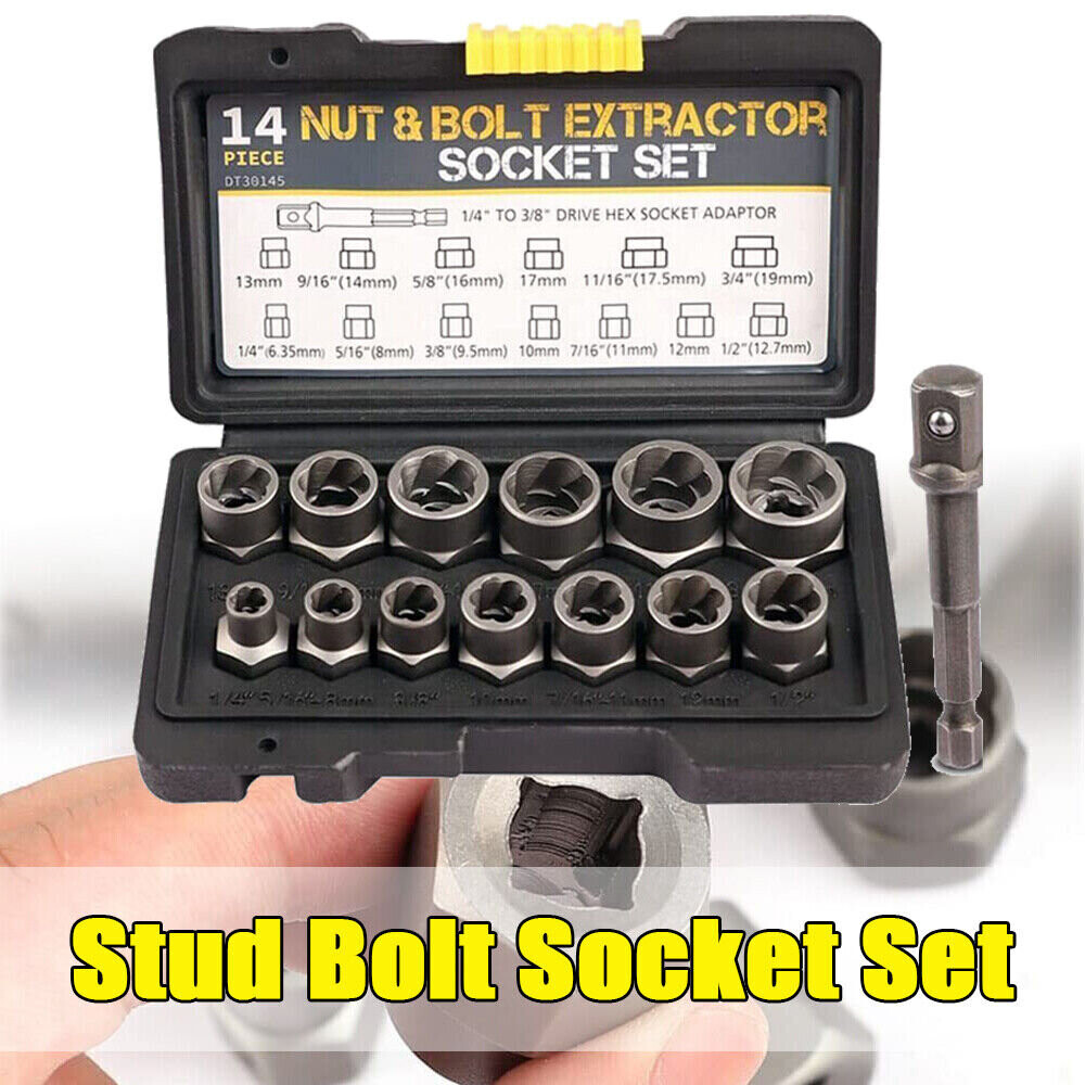 3/8"-1/4" Locking Wheel Nut Stud Bolt Extractor Remover Socket Set on OnBuy