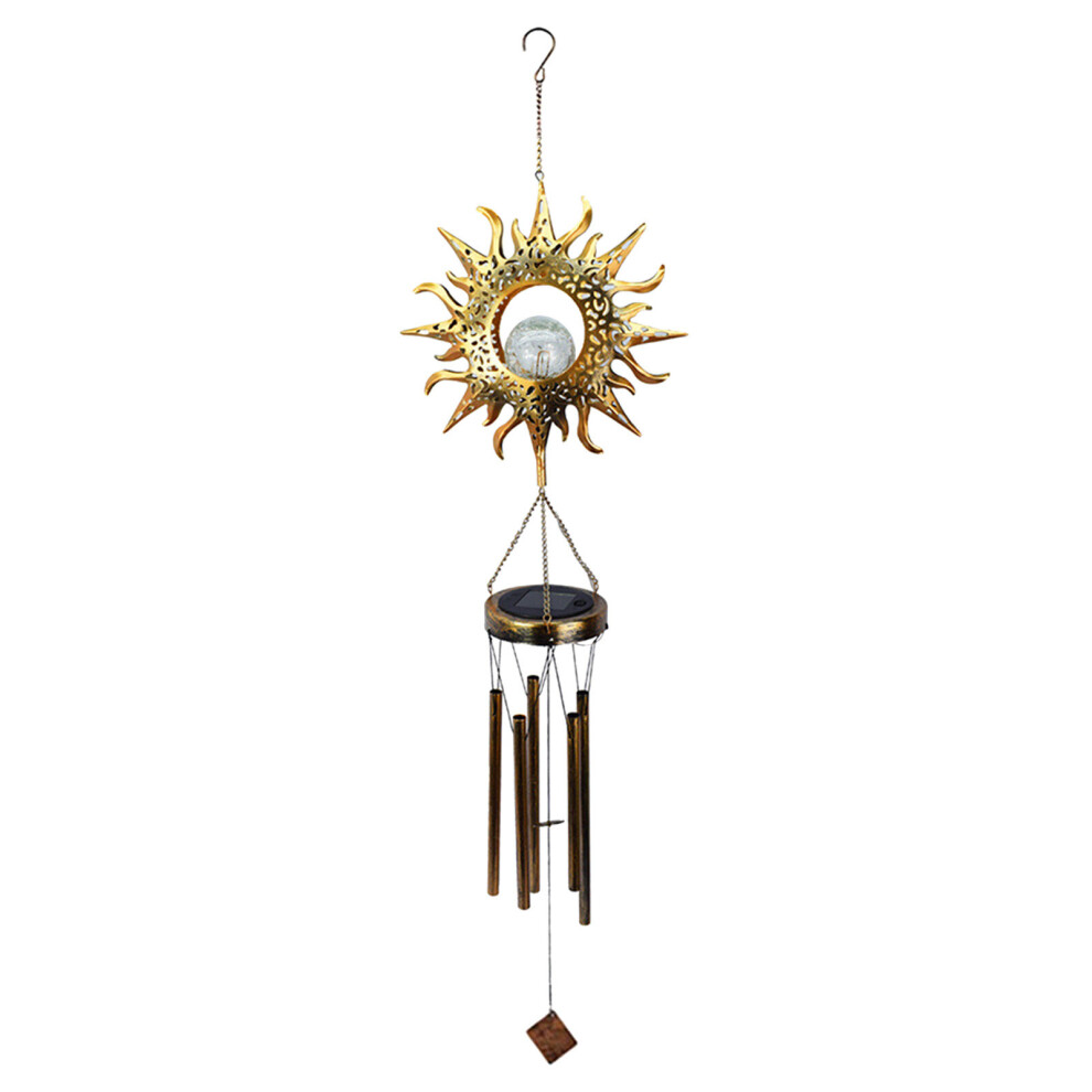 Sun Moon Star Solar Wind Chime Chimes Outdoor Crackle Glass Ball ...