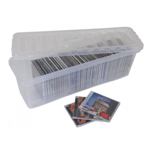 EZ Pack Heavy Duty CD Storage Shelf Plastic Clear Box with Lid 52 CDs ...
